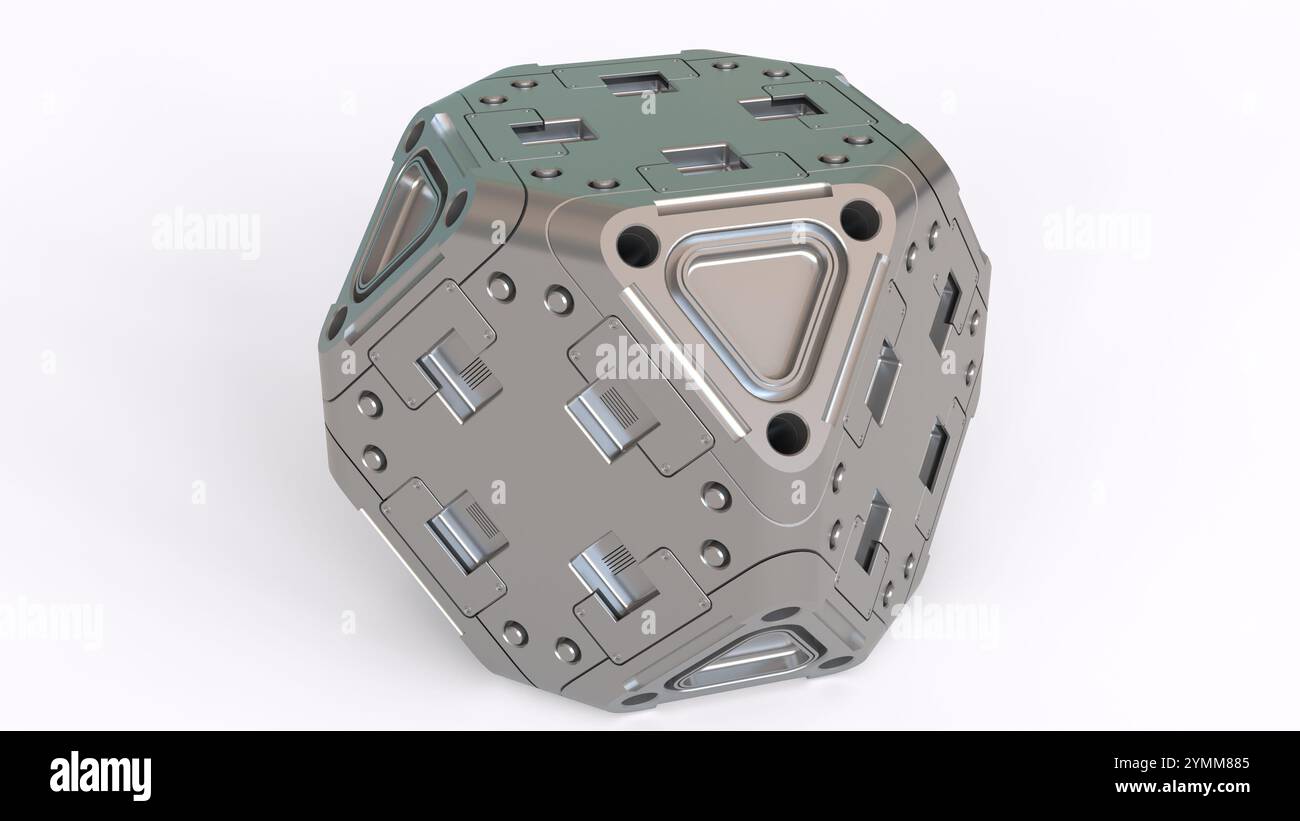 sci-fi cube with white background Stock Photo - Alamy