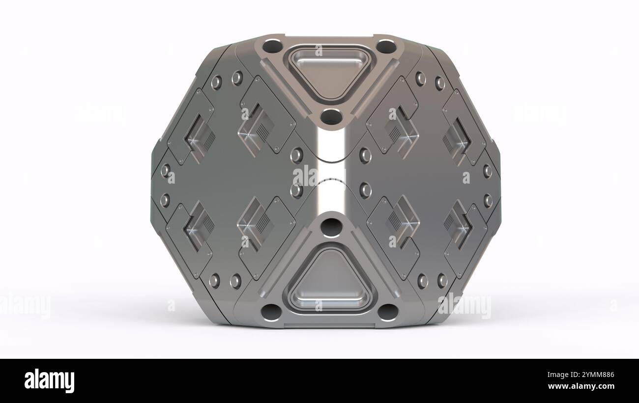 sci-fi cube with white background Stock Photo - Alamy