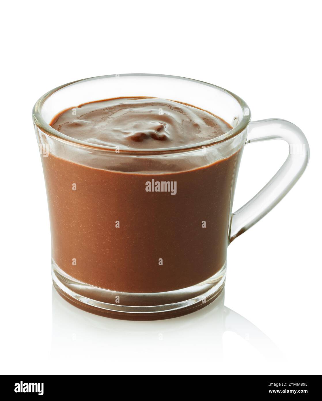 hot chocolate in glass cup isolated on white Stock Photo - Alamy