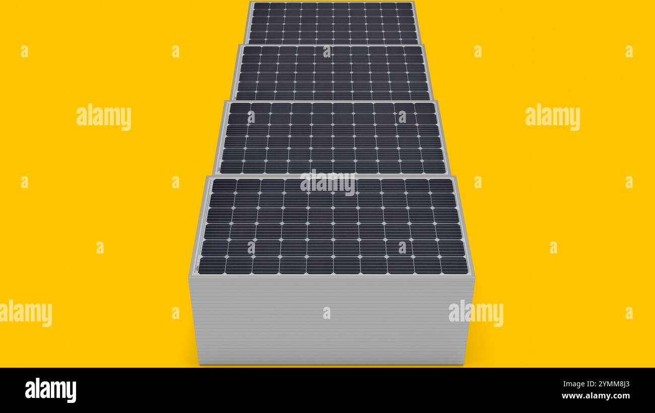 solar plate in bulk with yellow background Stock Photo - Alamy