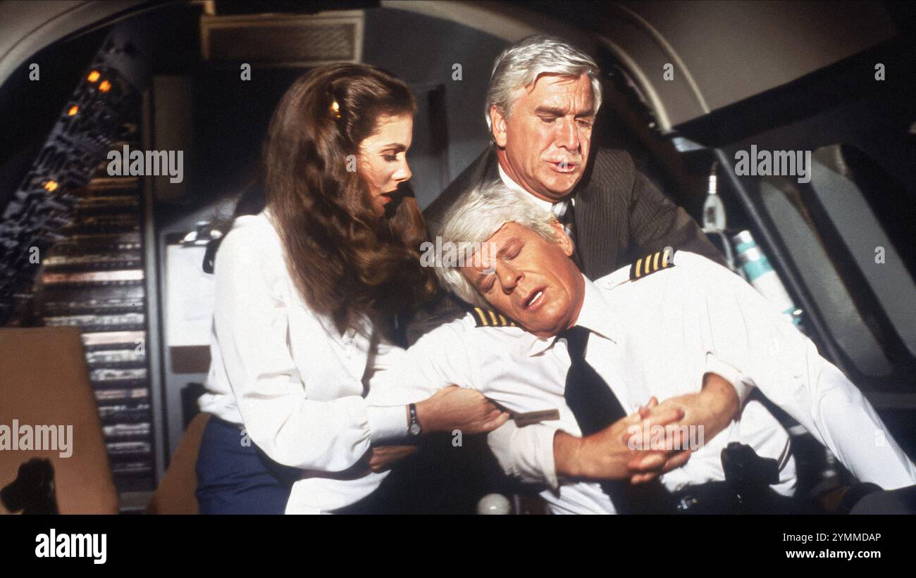 LESLIE NIELSEN, PETER GRAVES and JULIE HAGERTY in AIRPLANE! (1980 ...