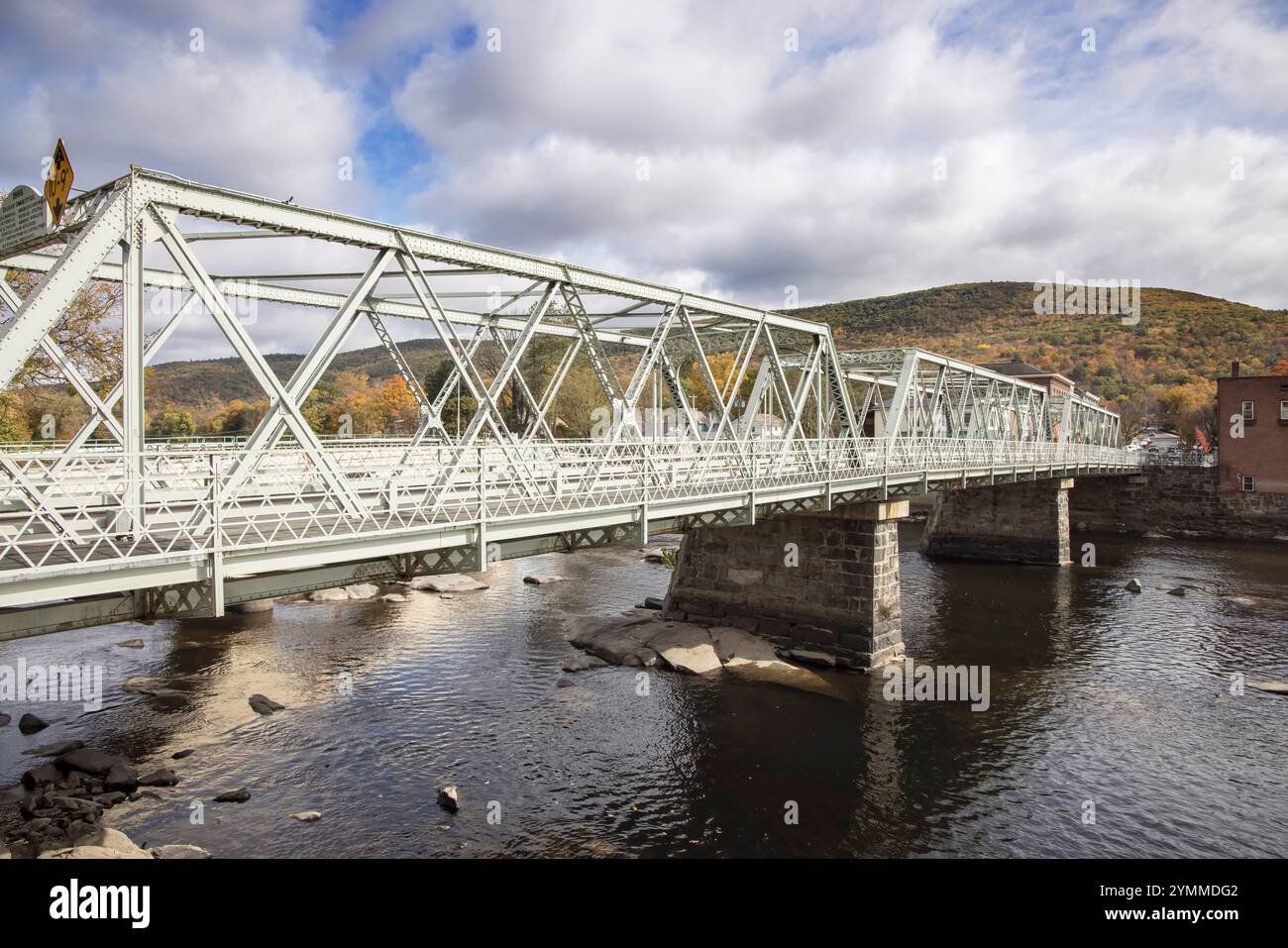 bridge over the deerfield river in the village of shelburne falls in ...