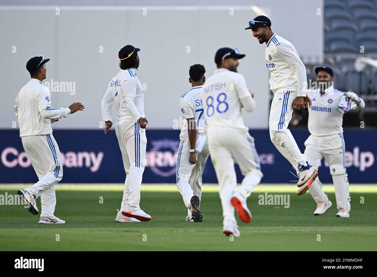 Perth, Australia. 22nd Nov, 2024. India celebrate Mohammed Siraj's ...