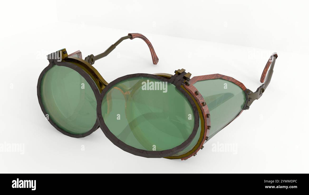 steampunk glasses with white background Stock Photo - Alamy