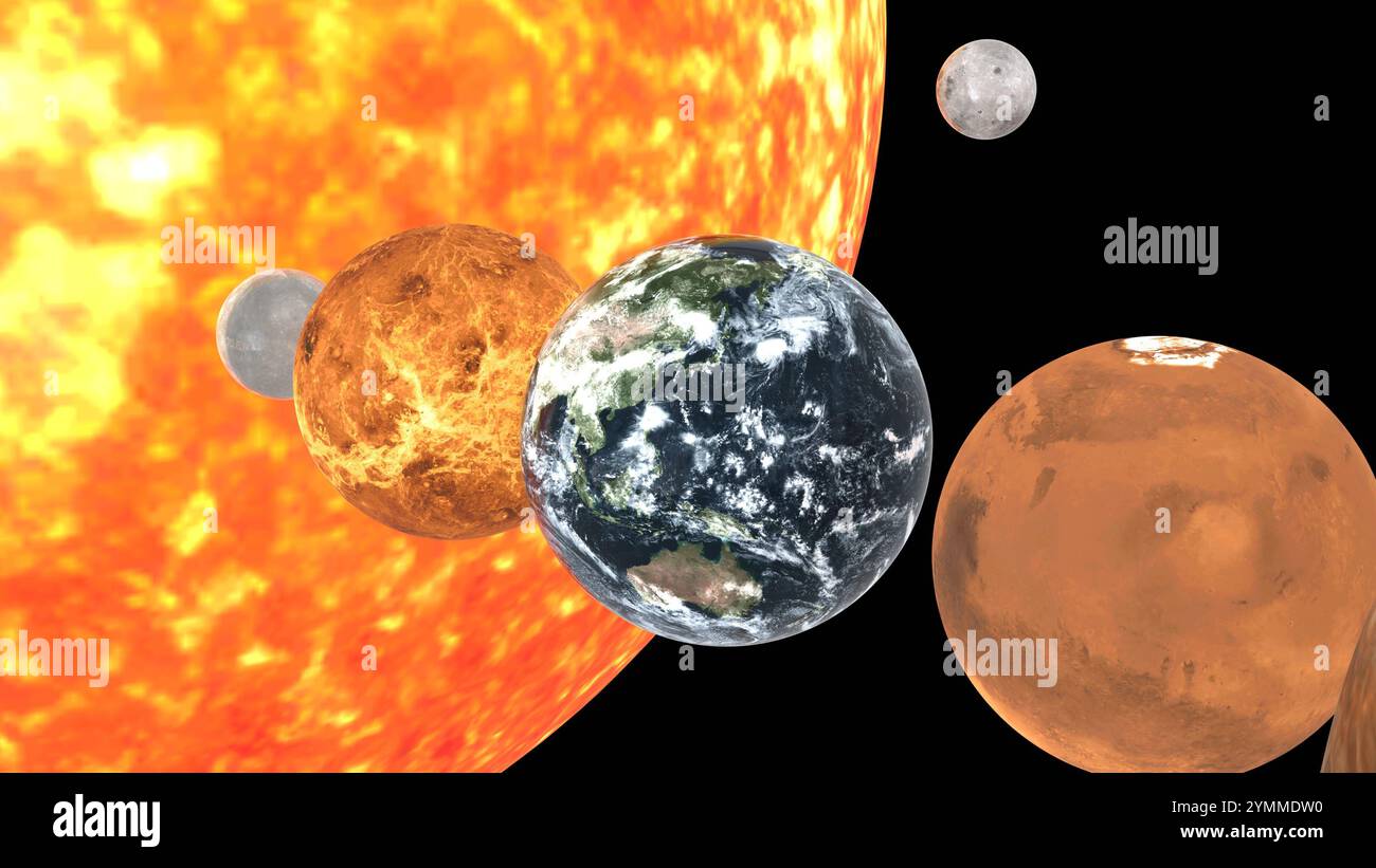 solar system with black background Stock Photo - Alamy
