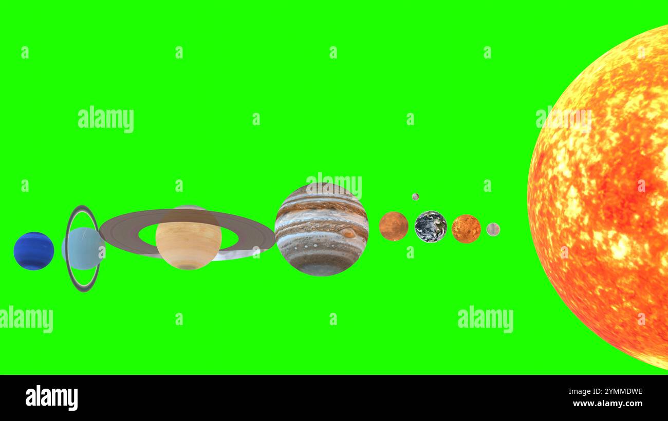 solar system with green background Stock Photo - Alamy