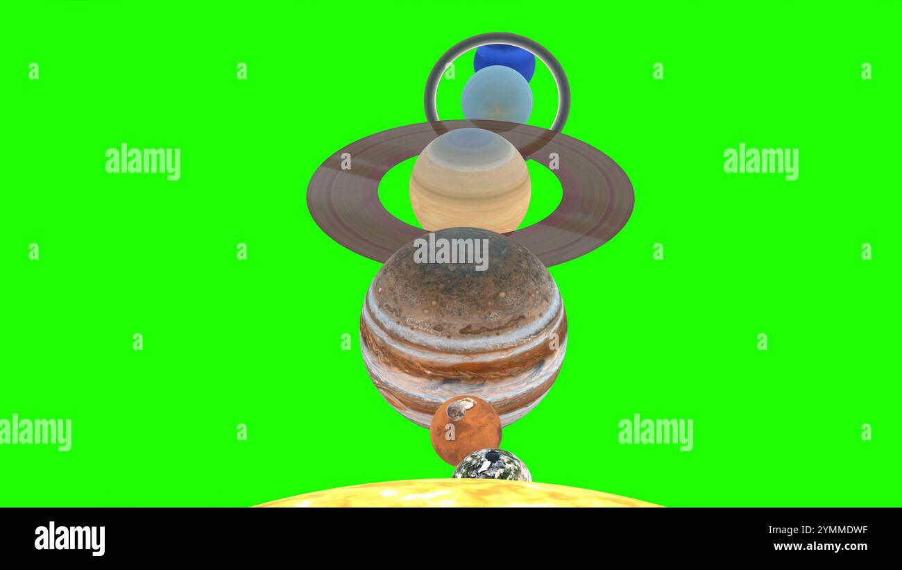 solar system with green background Stock Photo - Alamy