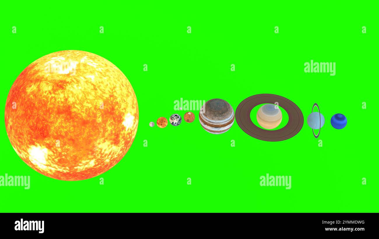solar system with green background Stock Photo - Alamy
