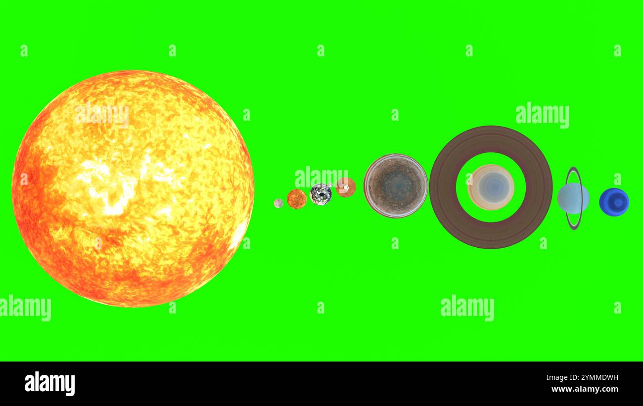 solar system with green background Stock Photo - Alamy