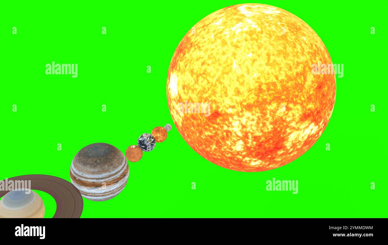 solar system with green background Stock Photo - Alamy