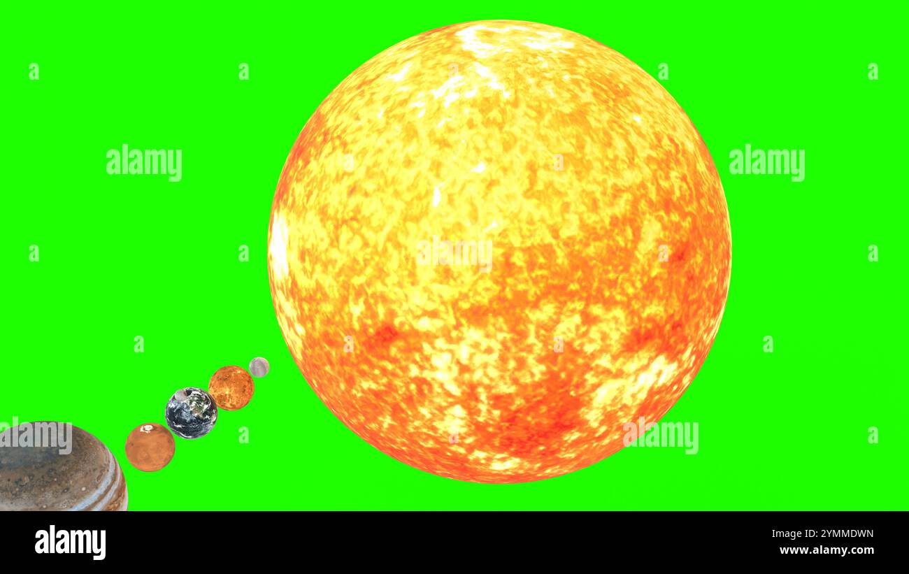 solar system with green background Stock Photo - Alamy