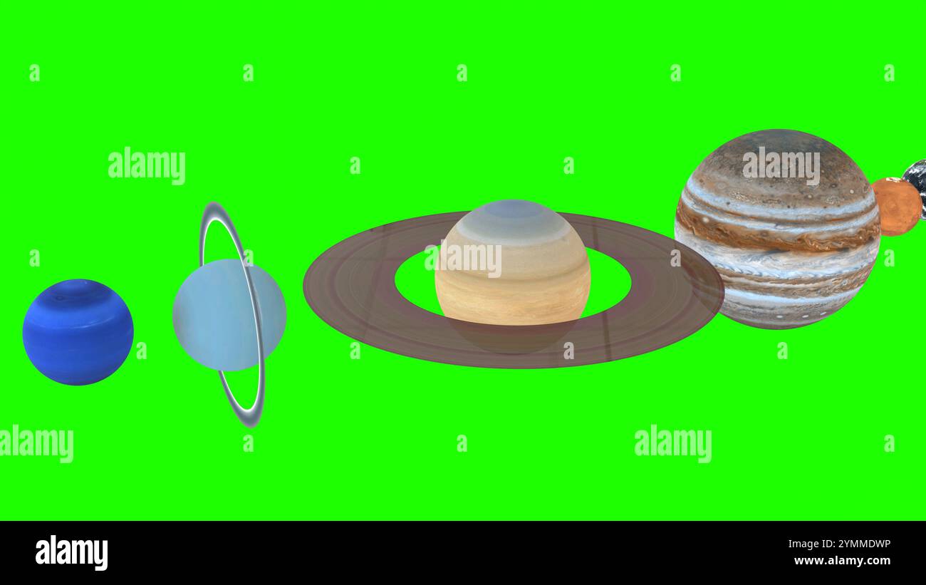 solar system with green background Stock Photo - Alamy