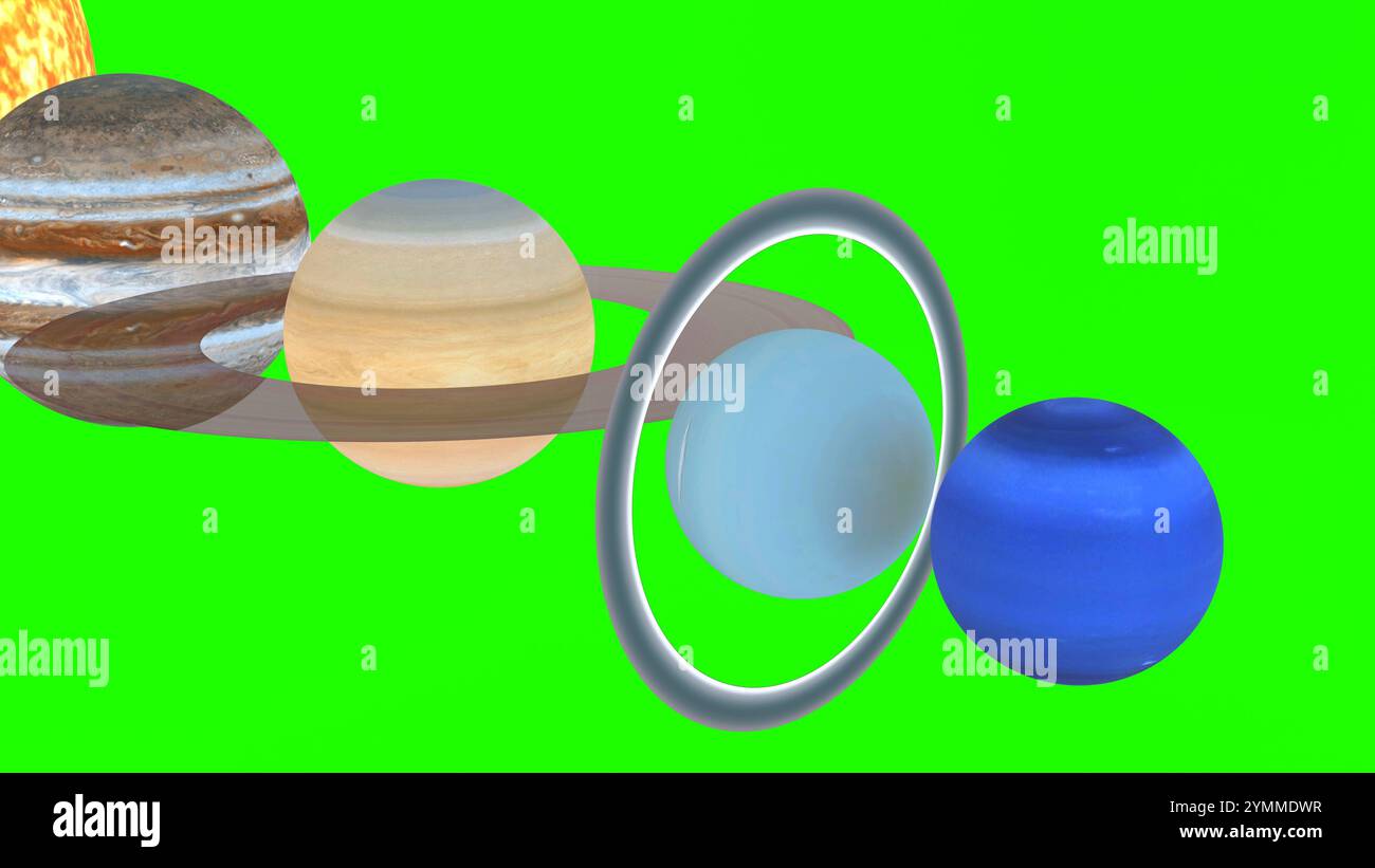 solar system with green background Stock Photo - Alamy