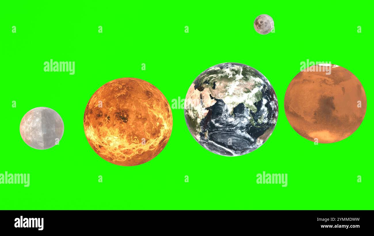 solar system with green background Stock Photo - Alamy
