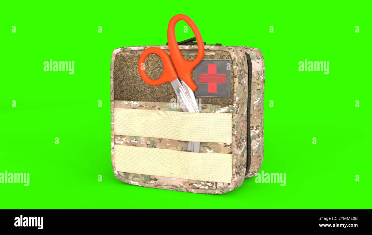 first aid kit pouch with green background Stock Photo - Alamy