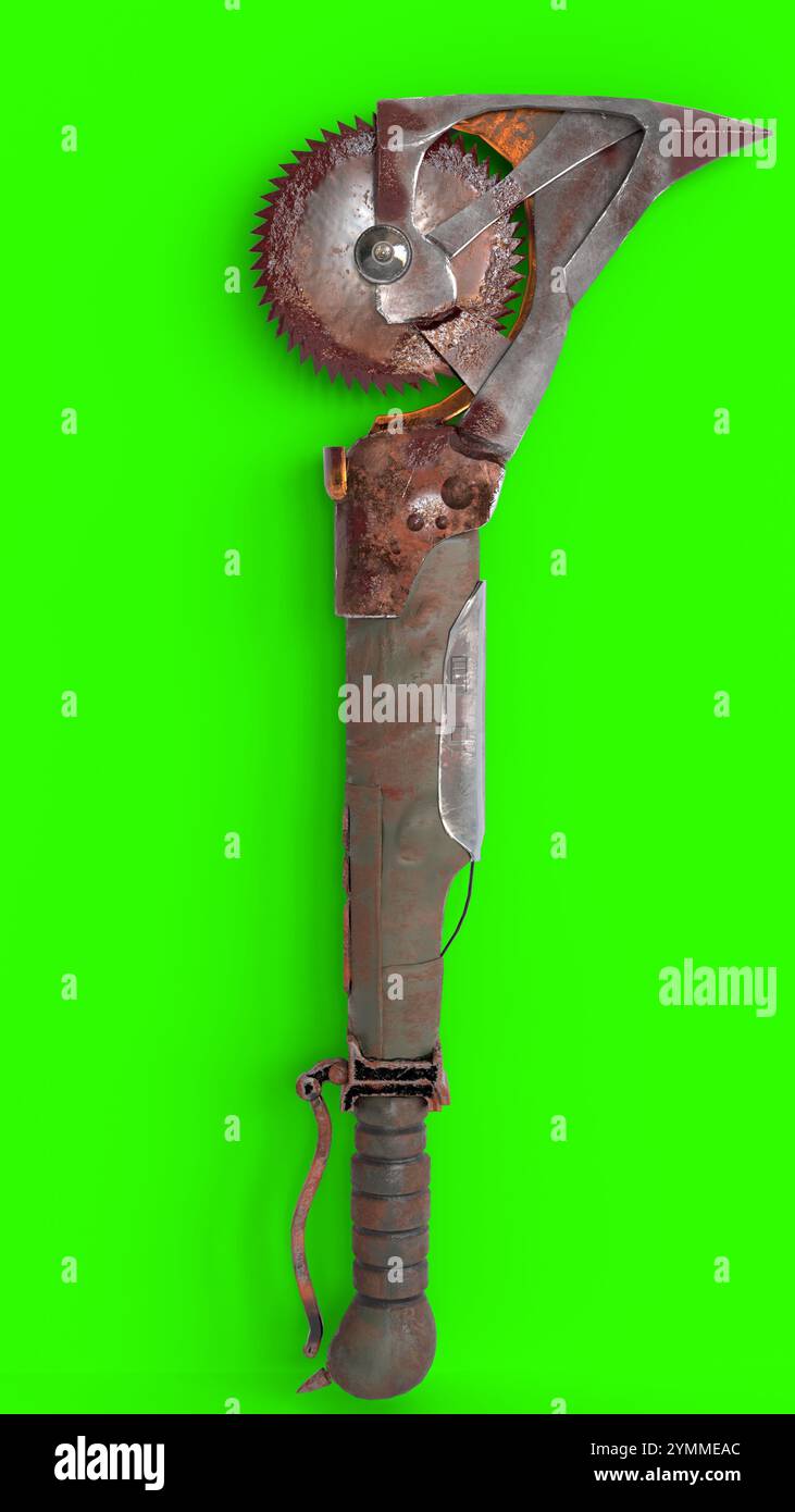 buzz saw axe with green background Stock Photo - Alamy