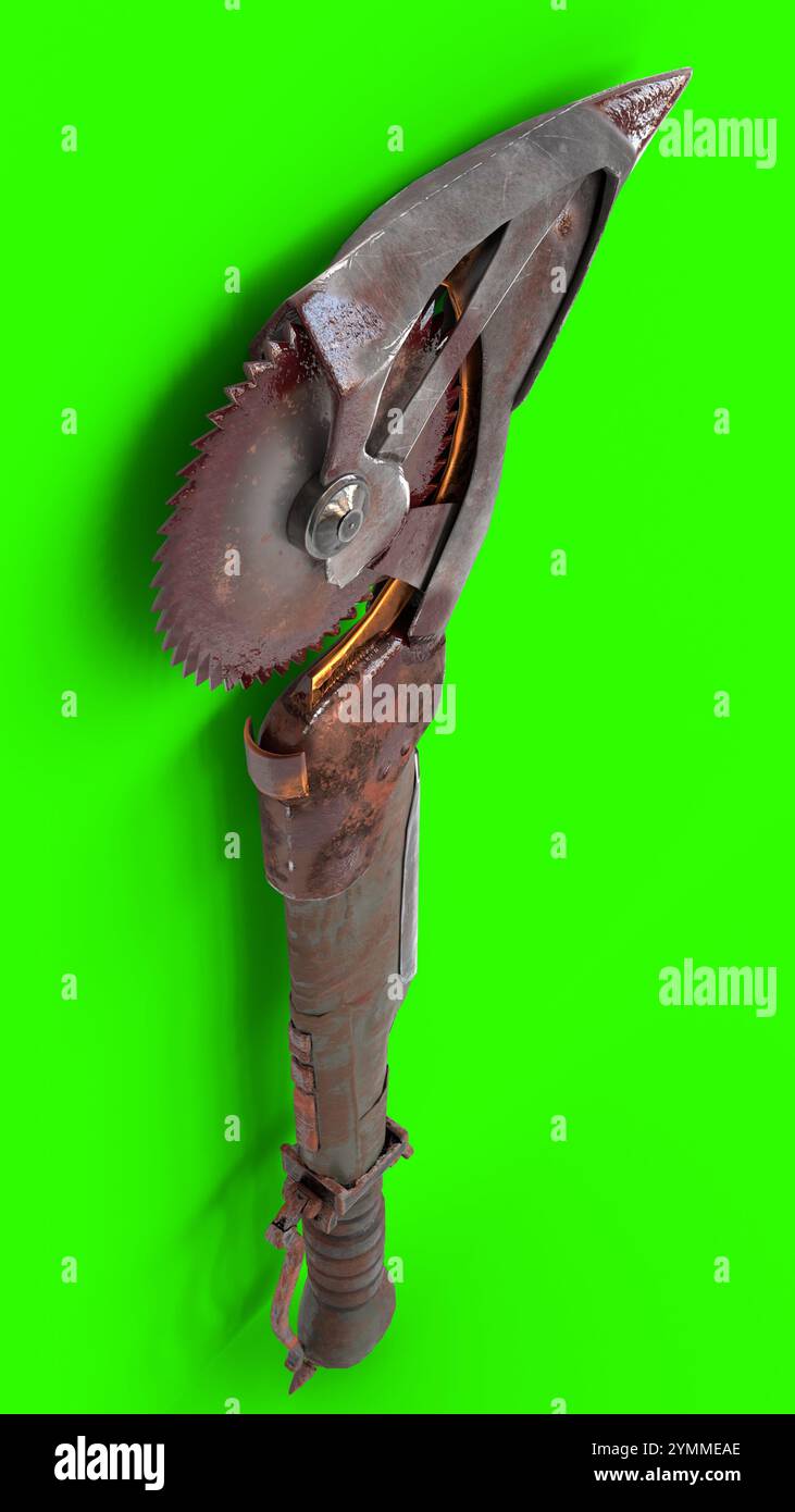 buzz saw axe with green background Stock Photo - Alamy