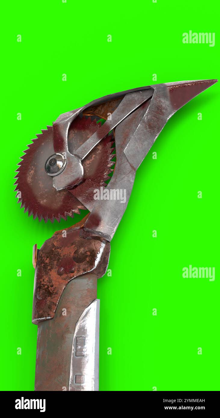 buzz saw axe with green background Stock Photo - Alamy