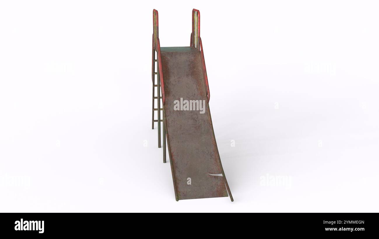 abandoned children slide with white background Stock Photo - Alamy