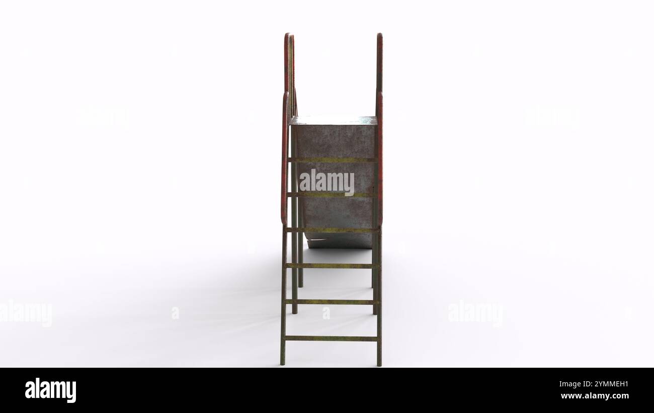 abandoned children slide with white background Stock Photo - Alamy