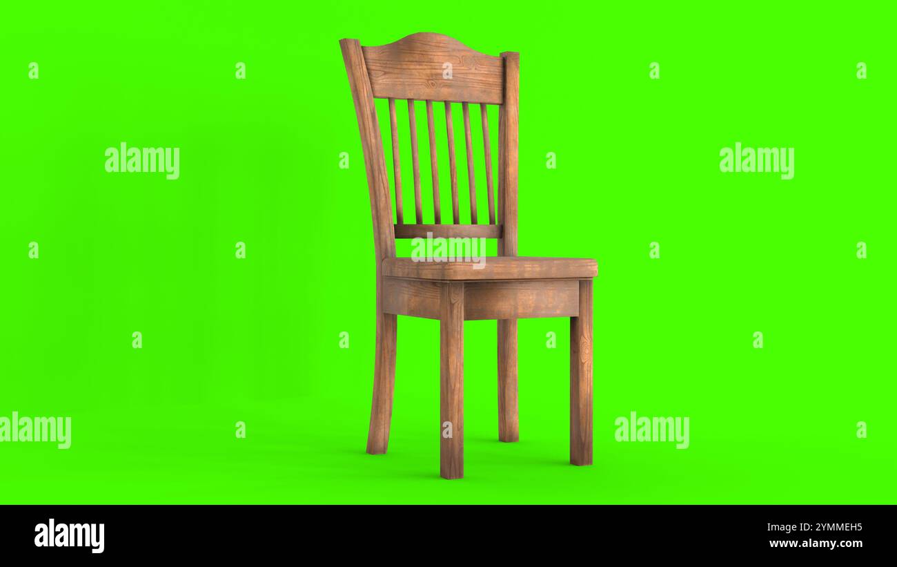 simple chair with green background Stock Photo - Alamy