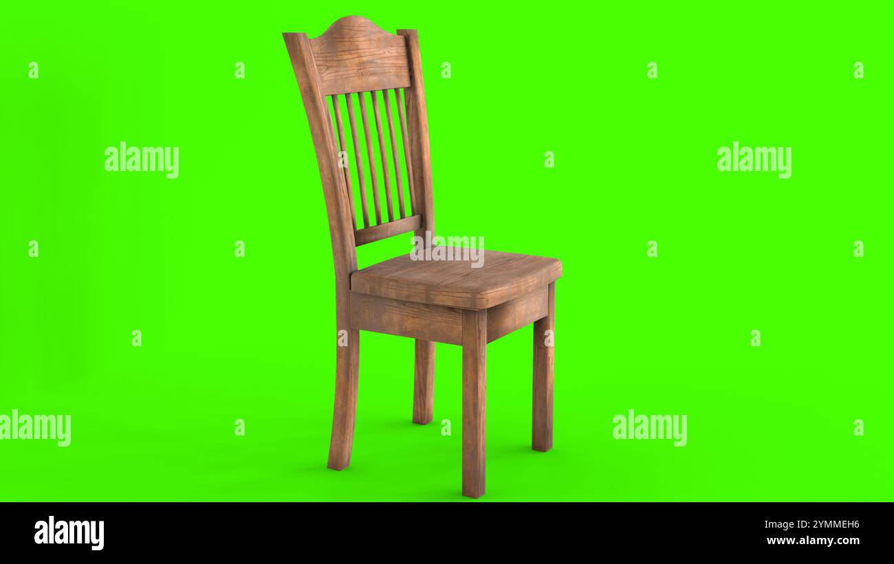 simple chair with green background Stock Photo - Alamy