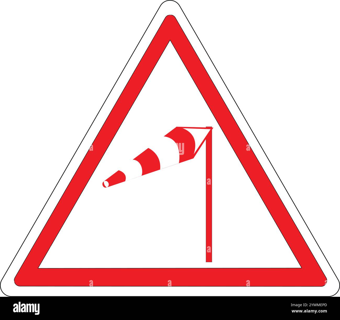 French triangular road sign with white background and red border: Risk ...