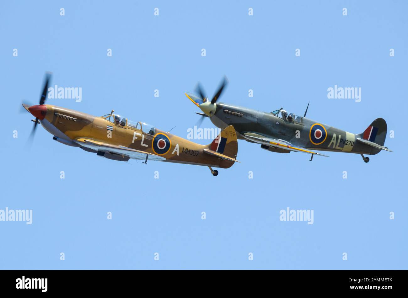 Second World War RAF Supermarine Spitfire planes flying at Wings over ...