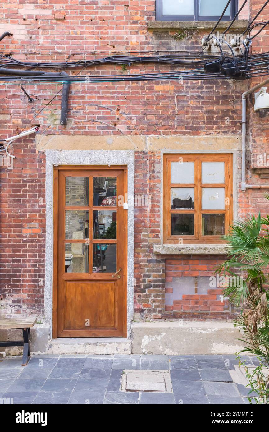 Door and window of a small historic house in Tianzifang, Shanghai ...