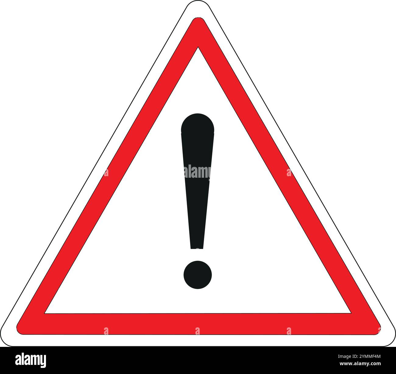 French triangular road sign with white background and red border ...