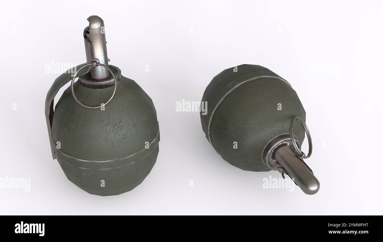 explosive grenade with white background Stock Photo - Alamy
