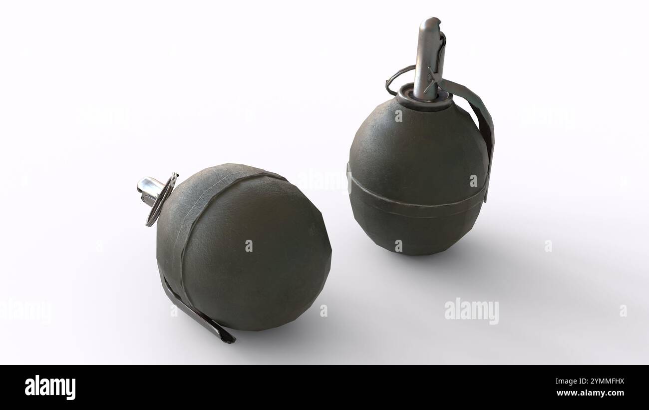 explosive grenade with white background Stock Photo - Alamy