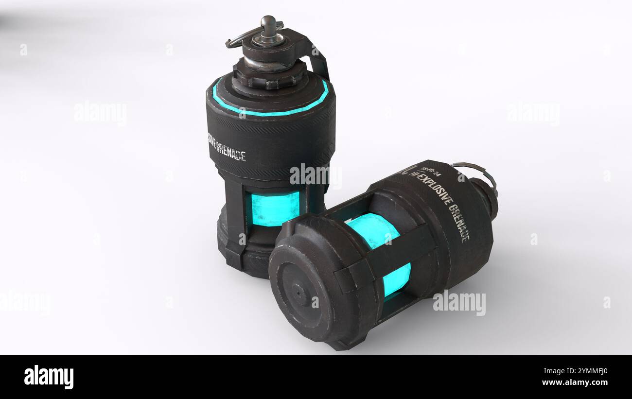 explosive grenade with white background Stock Photo - Alamy