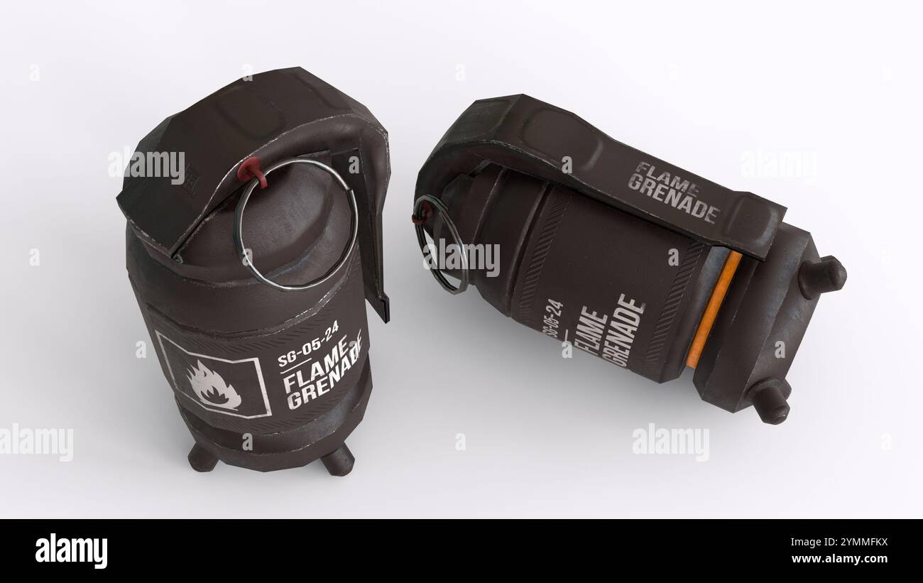 explosive grenade with white background Stock Photo - Alamy