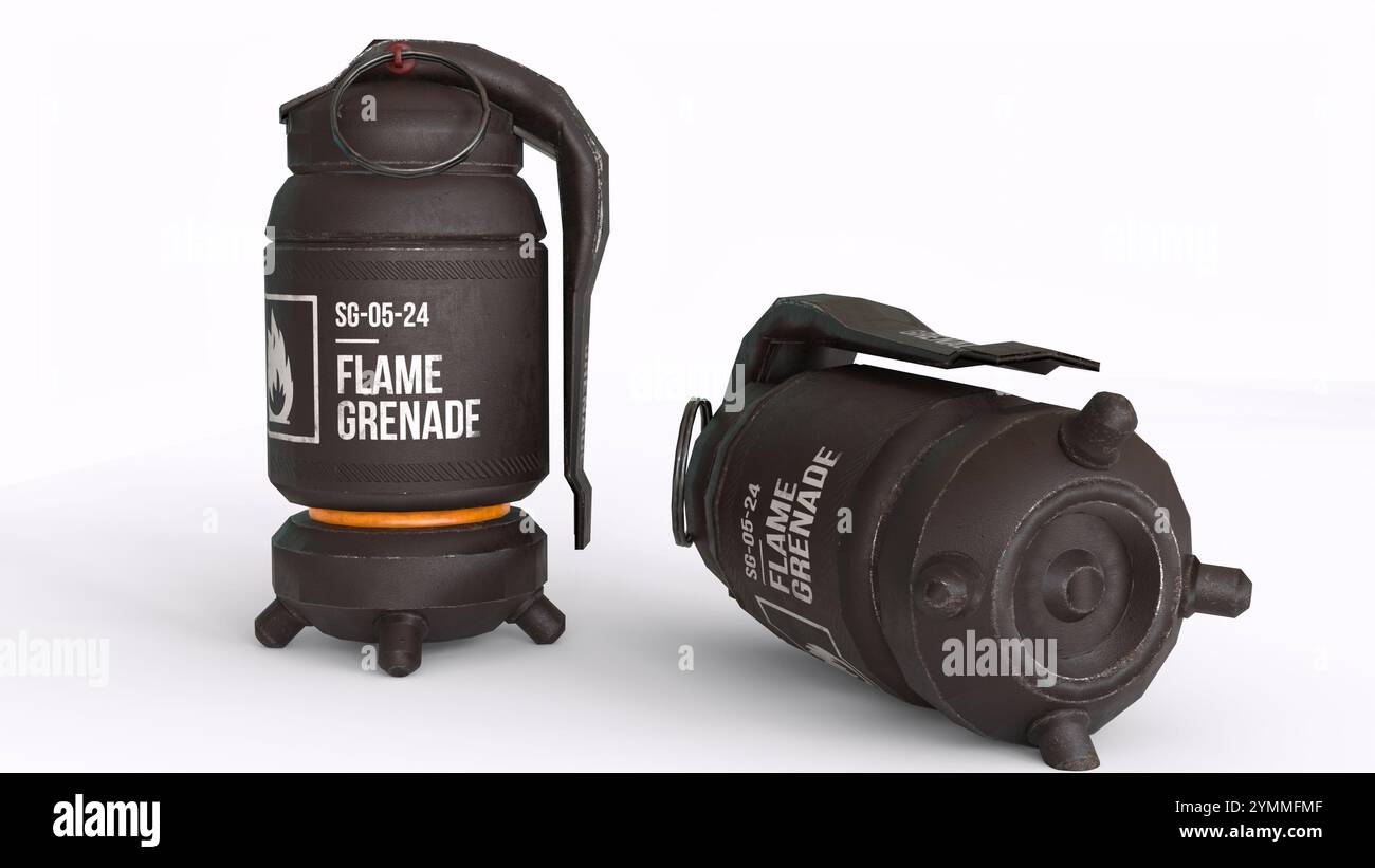 explosive grenade with white background Stock Photo - Alamy