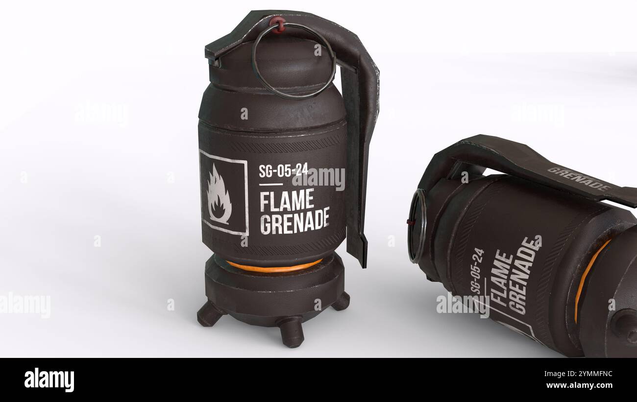 explosive grenade with white background Stock Photo - Alamy