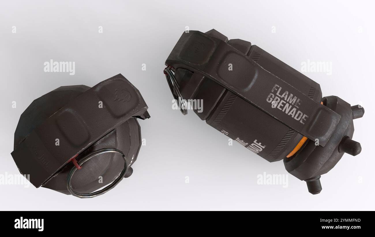 explosive grenade with white background Stock Photo - Alamy