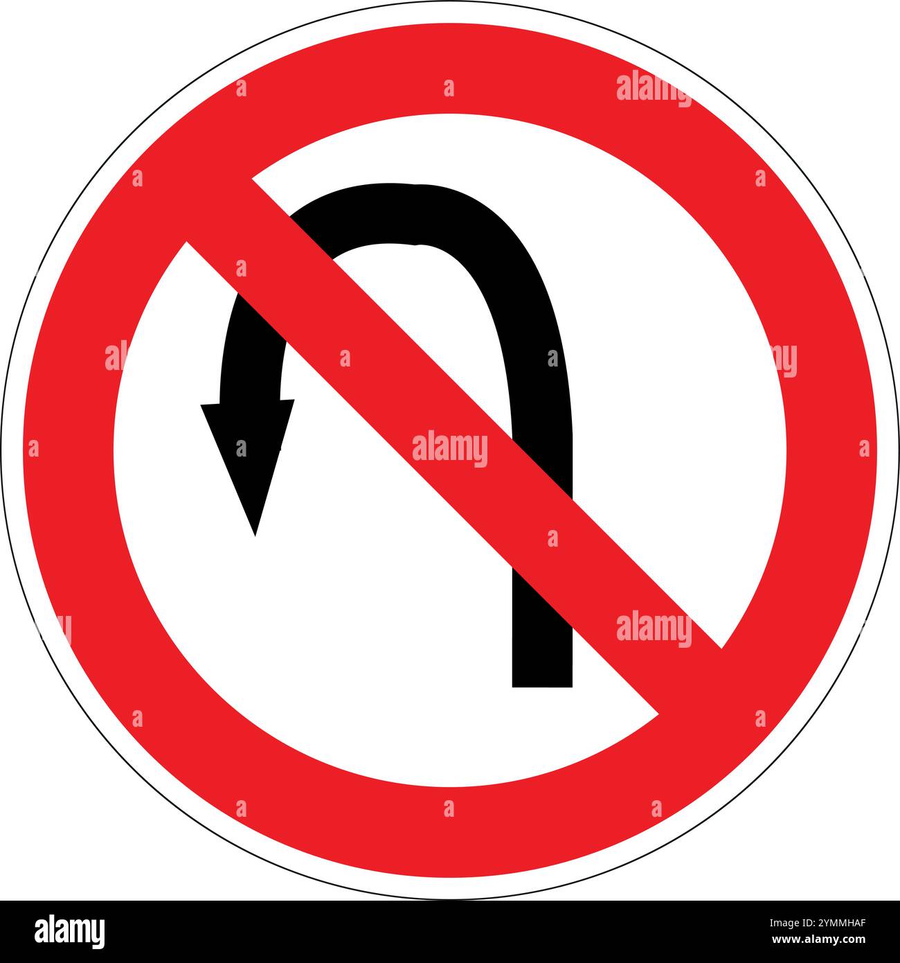 French round road sign with white background and red border: No U-turns! Stock Vector Image ...