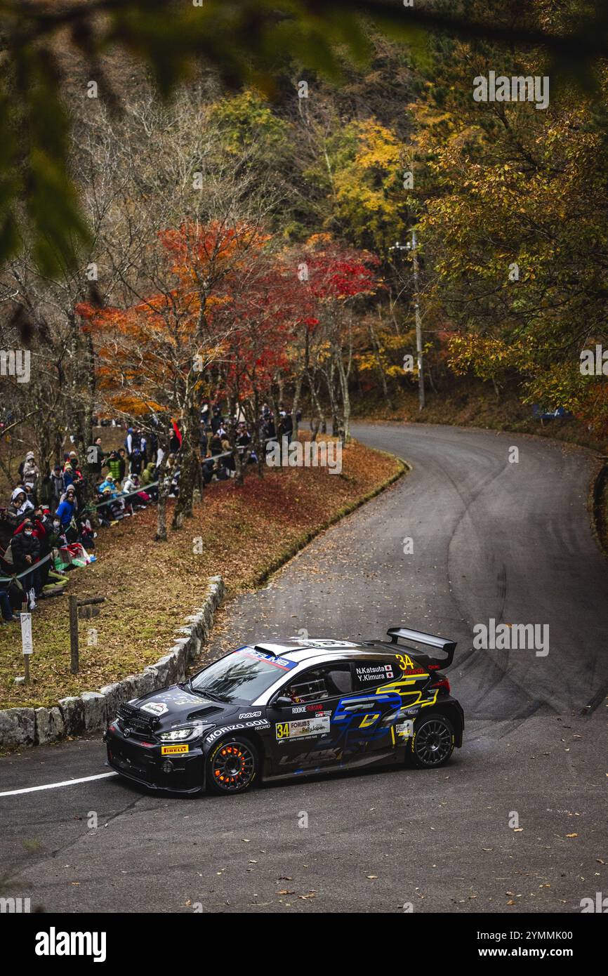 34 KATSUTA Norihiko, KIMURA Yusuke, Toyota Yaris Rally2, action during the Rally Japan 2024 ...