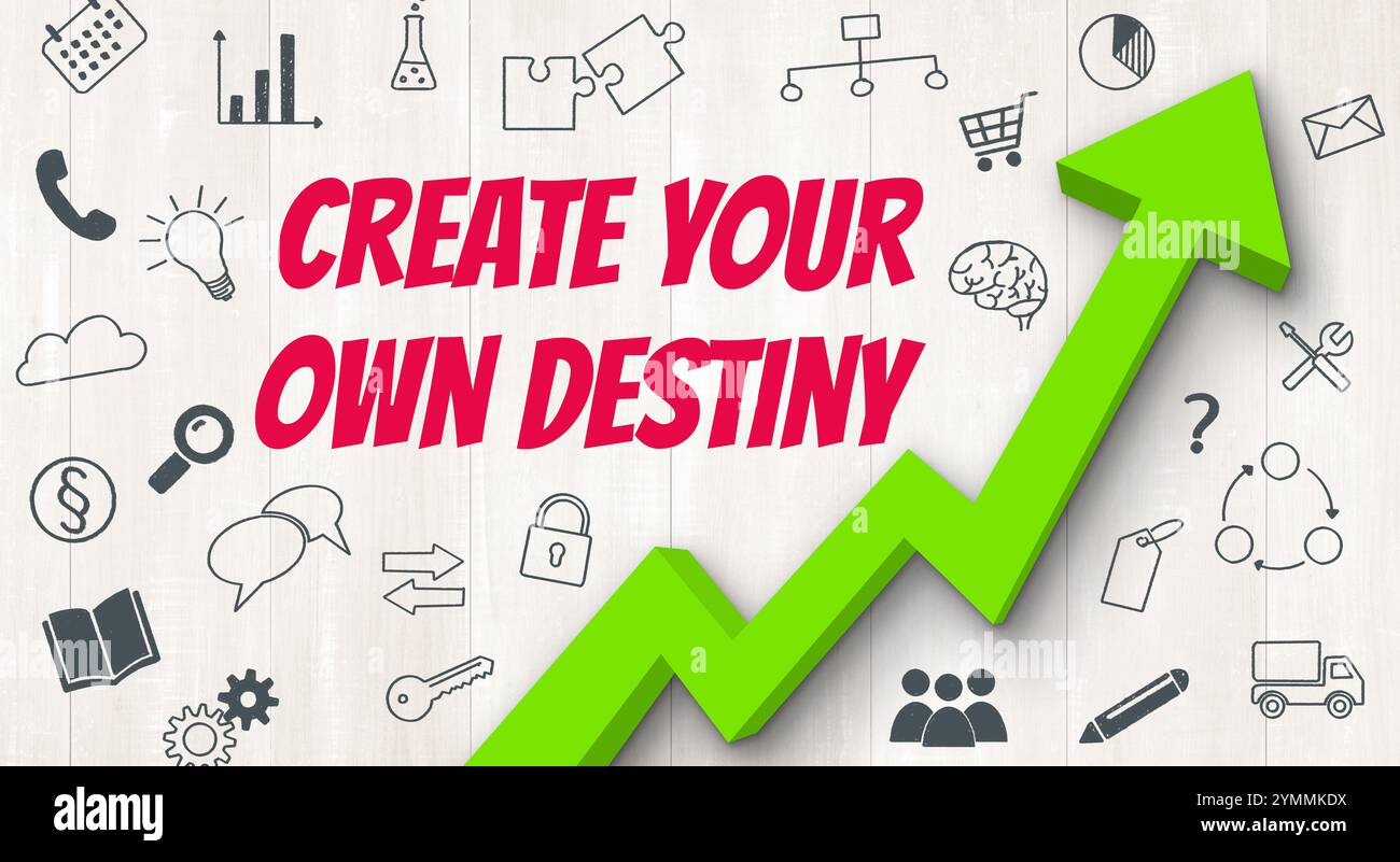 Ascending arrow with icons - Create your own destiny Stock Photo - Alamy