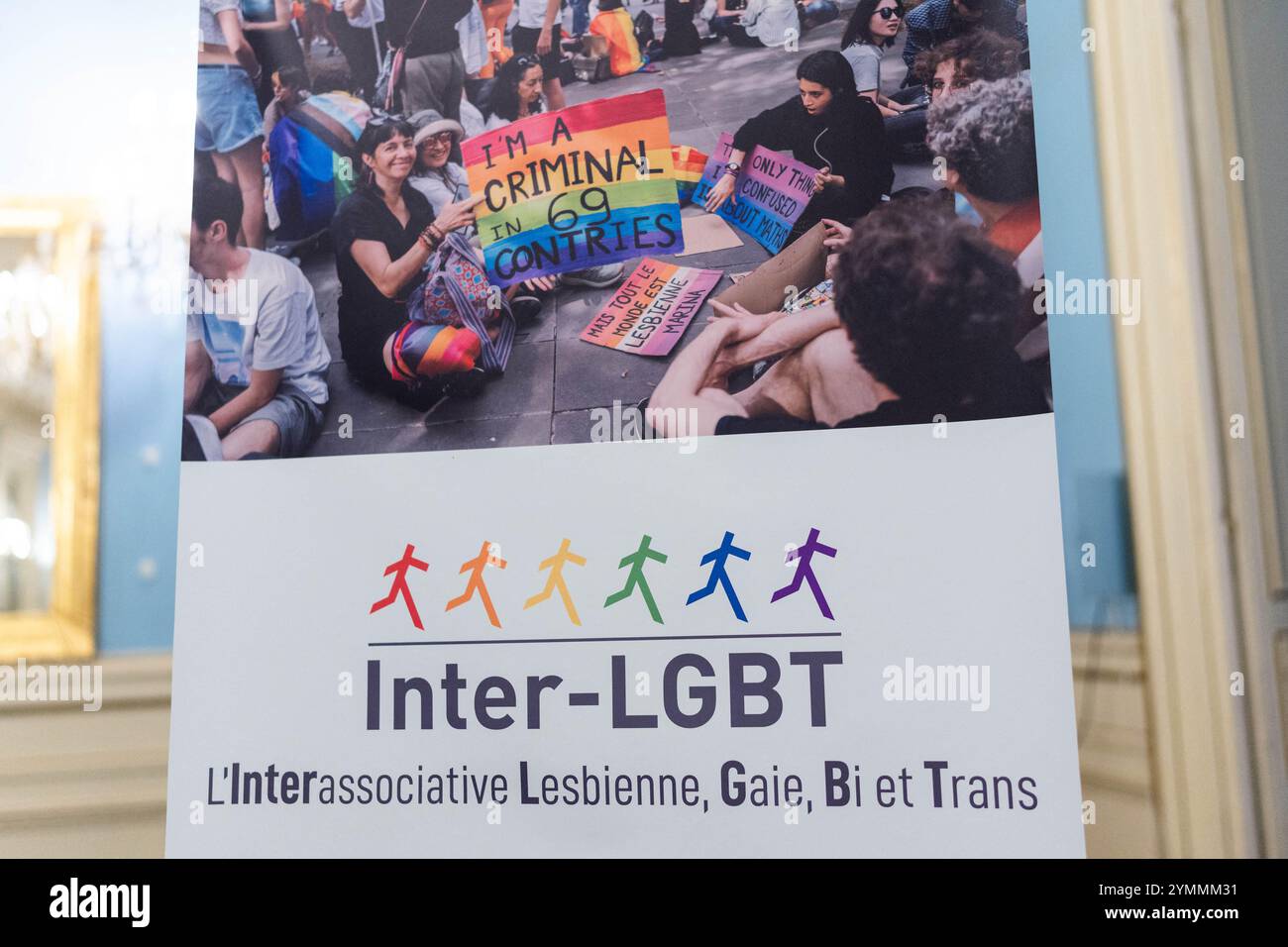 This photograph shows the logo of the association which defends LGBT ...