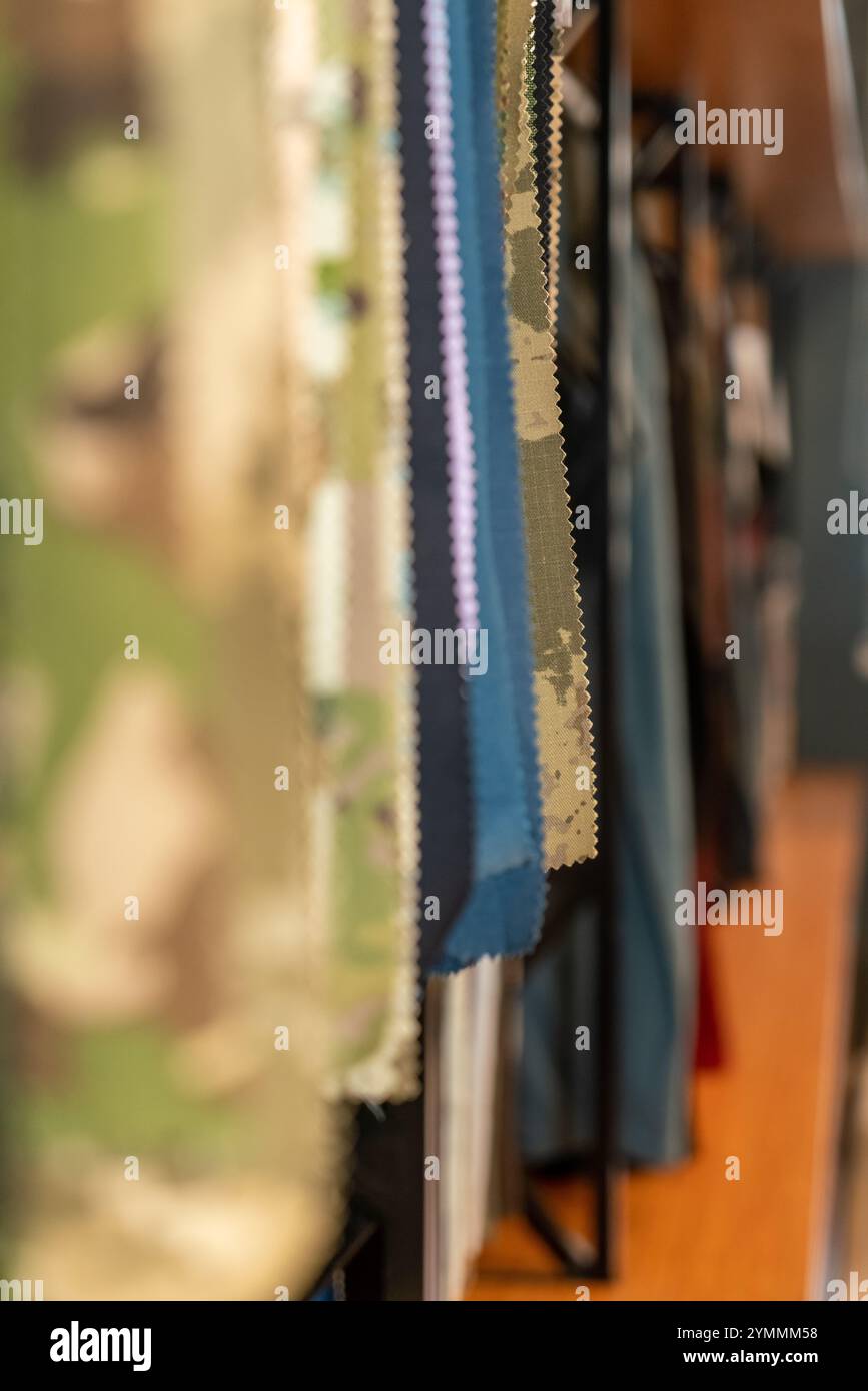 Fabric for sale at the store in close up view Stock Photo - Alamy