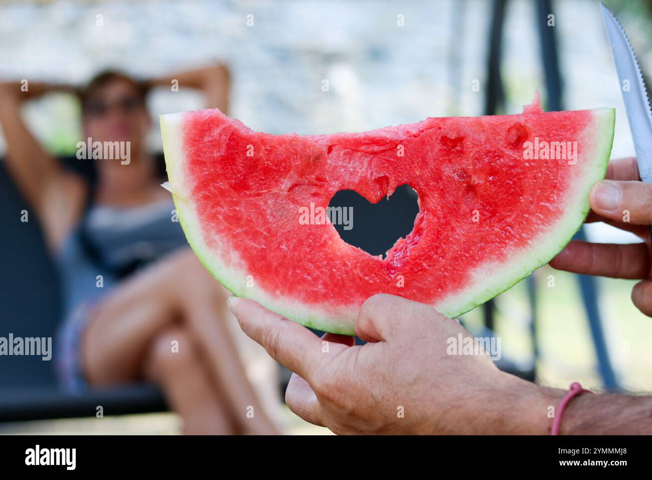 heart symbol in watermelon slice Stock Photo - Alamy