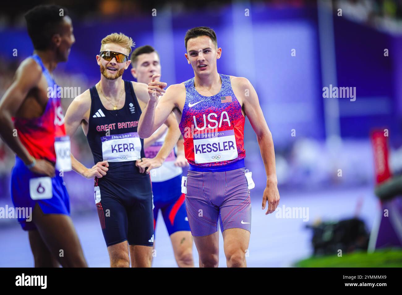 Hobbs Kessler participating in the 1500 meters at the Paris 2024 ...