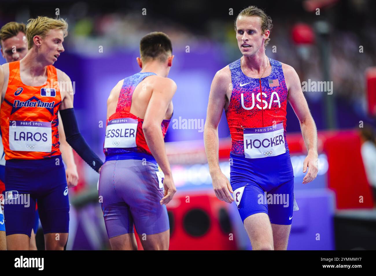 Cole Hocker winning in the 1500 meters at the Paris 2024 Olympic Games ...