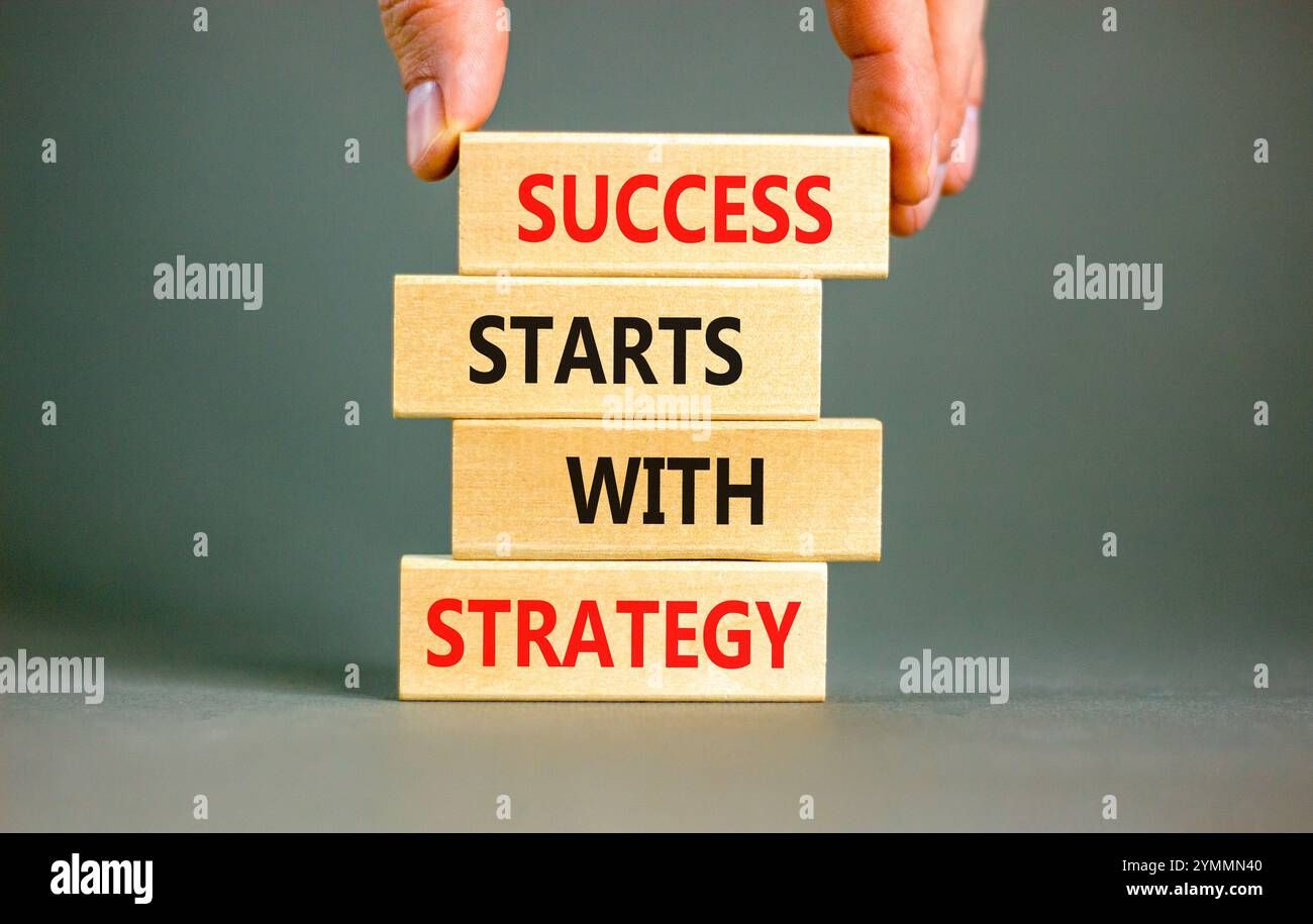 Success starts with strategy symbol. Concept words Success starts with ...