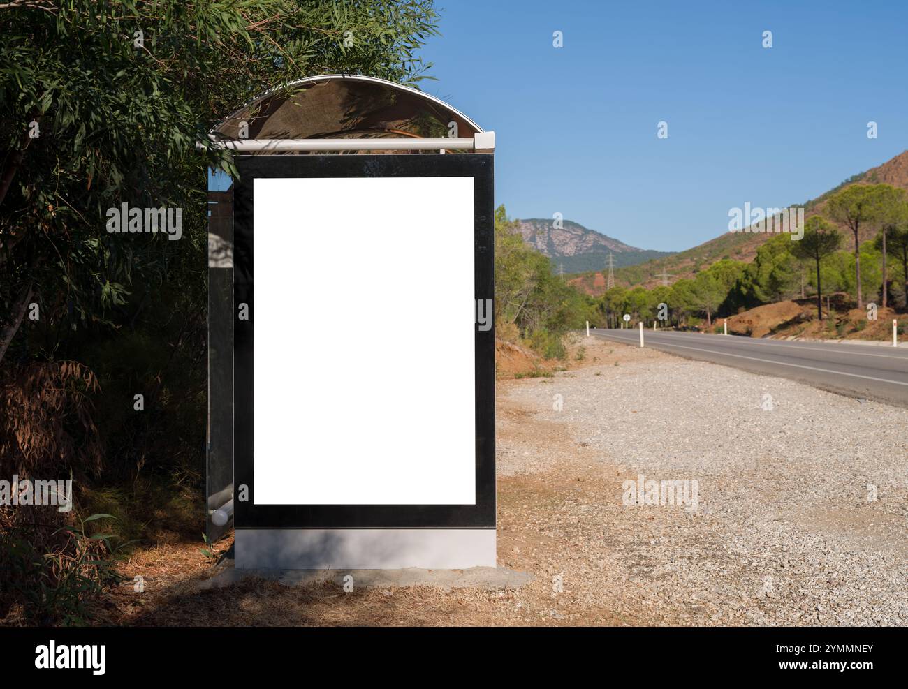 Notice Board. Rural bus stop empty advertising spaces Stock Photo - Alamy