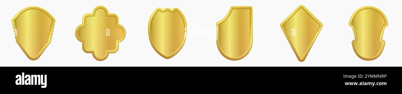 Set of realistic golden heraldic shields. Glass and glossy shield ...