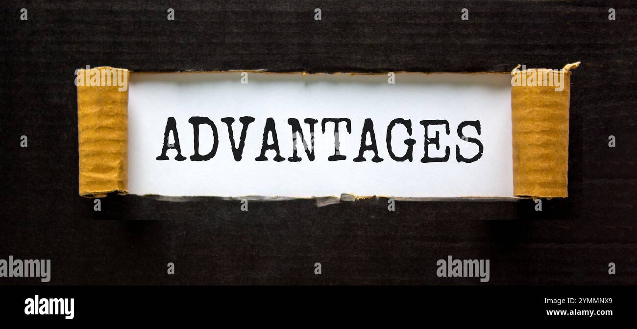 Advantages symbol. Concept word Advantages on beautiful white paper ...