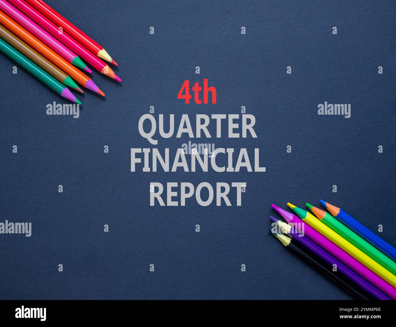 4th quarter financial report symbol. Concept words 4th quarter ...